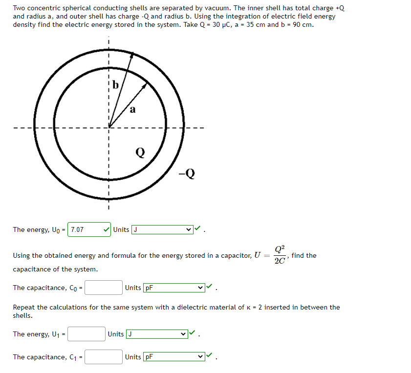 Solved Two concentric spherical conducting shells are | Chegg.com