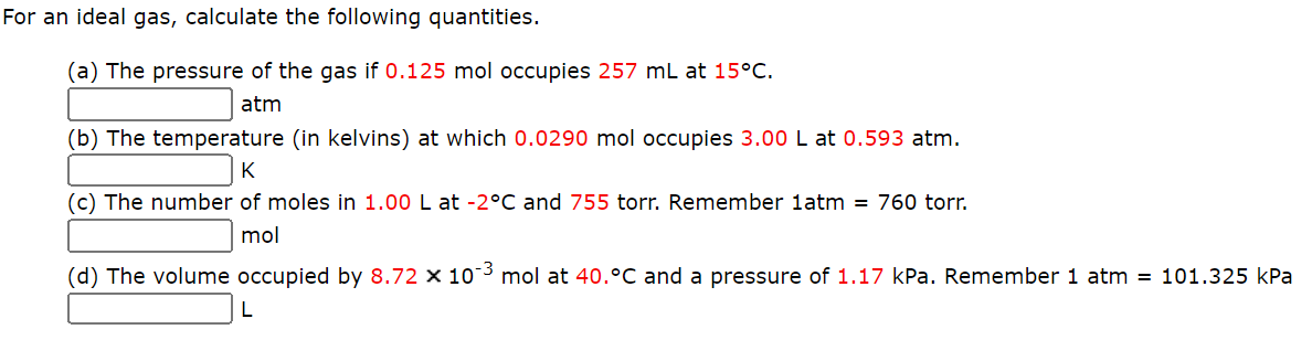 Solved For an ideal gas, calculate the following quantities. | Chegg.com