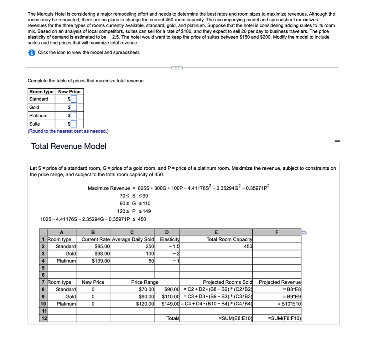 Solved Complete the table of prices that maximize total | Chegg.com
