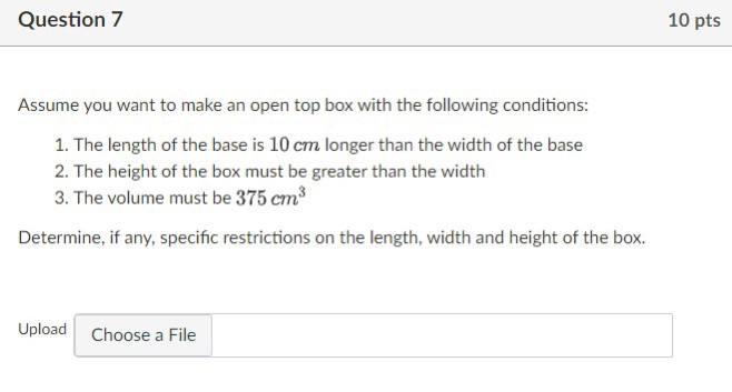 Solved Assume you want to make an open top box with the | Chegg.com