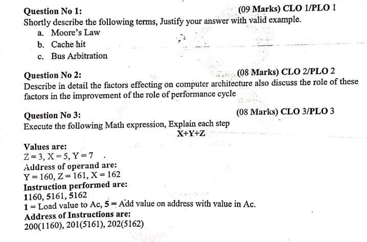 Solved Question No 1: (09 Marks) CLO 1/PLO 1 Shortly | Chegg.com