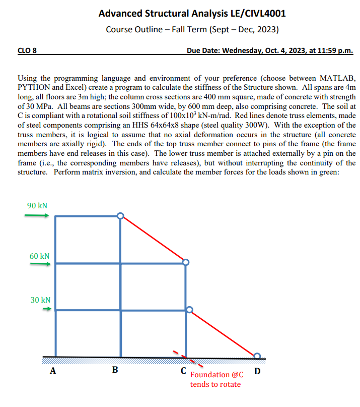 Solved Advanced Structural Analysis LE/CIVL4001\\nCourse | Chegg.com