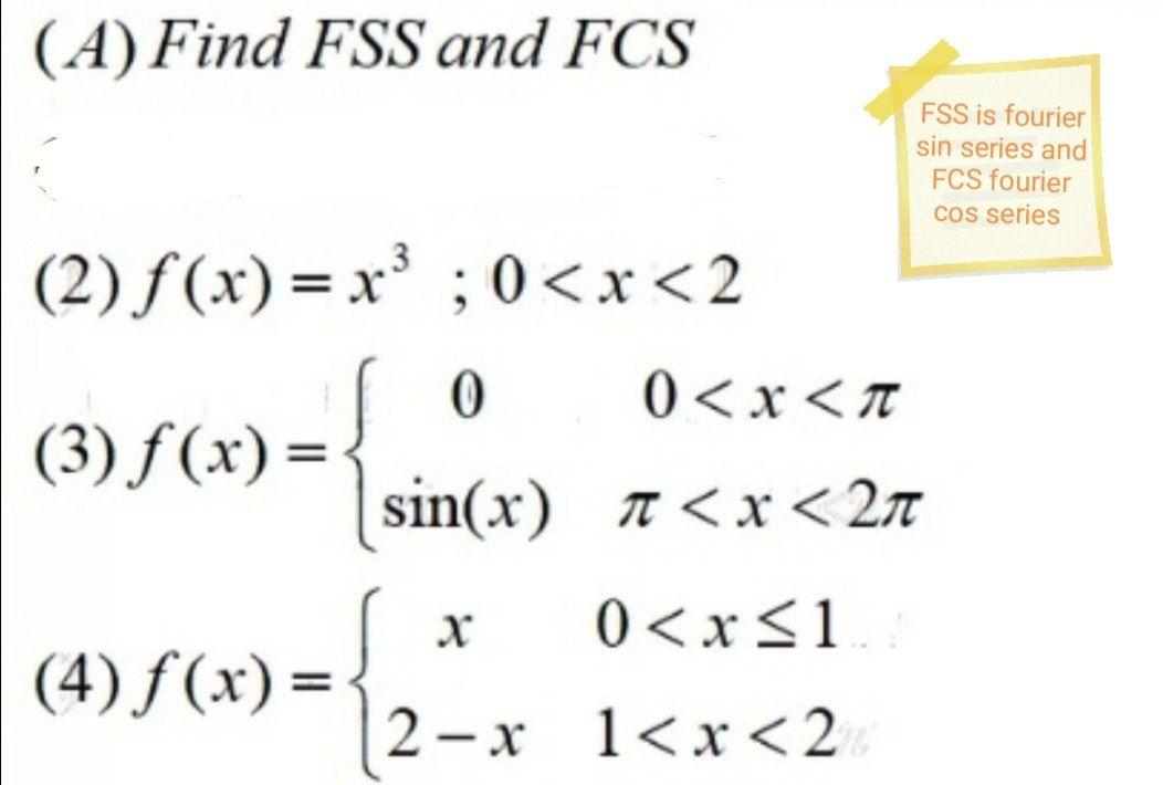 Solved (A) Find FSS and FCS FSS is fourier sin series and | Chegg.com