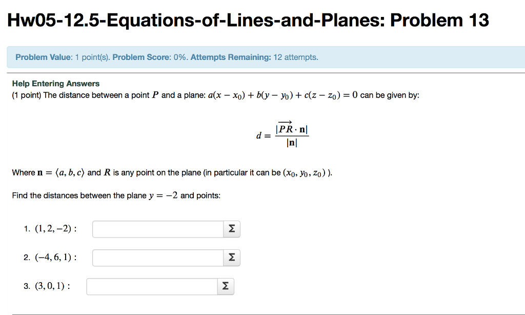 Solved Hw05-12.5-Equations-of-Lines-and-Planes: Problem 13 | Chegg.com