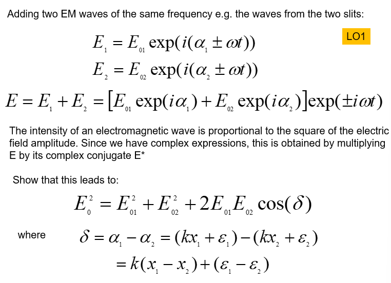 Solved Adding Two Em Waves Of The Same Frequency Eg The