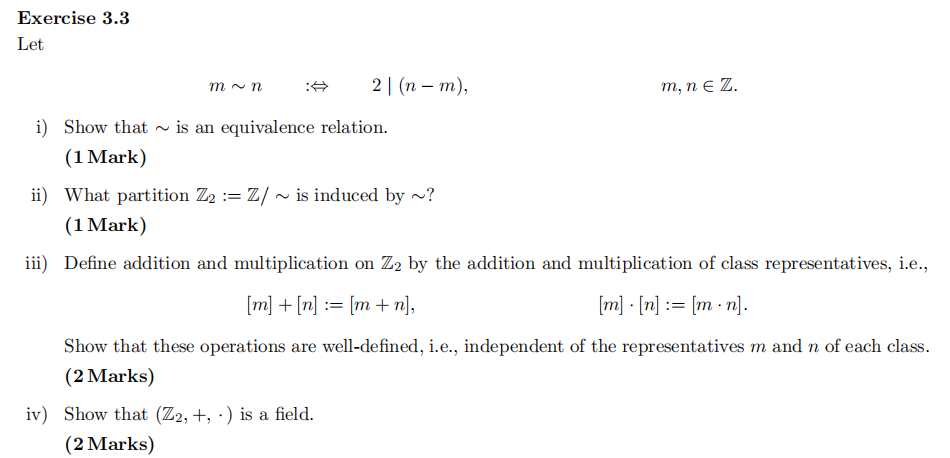 Solved Exercise 3.3 Let man : 2 (n – m), m, nez. i) Show | Chegg.com
