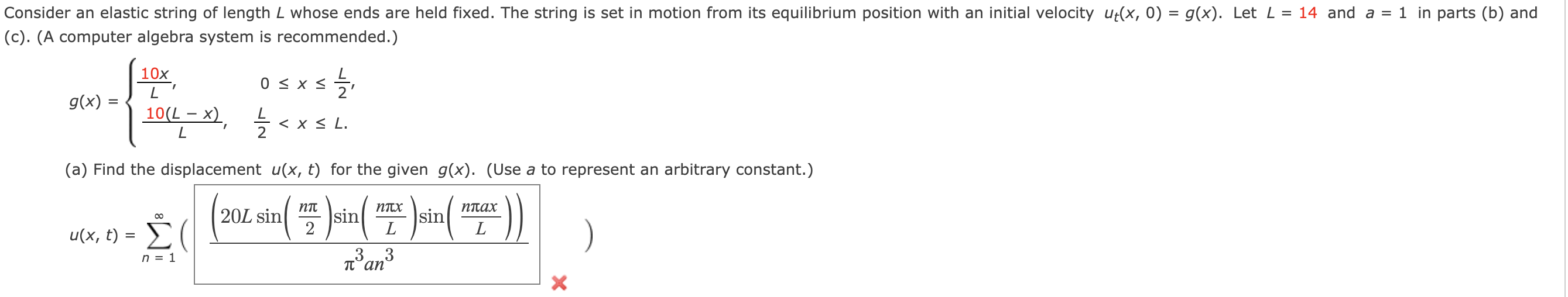 Solved Consider an elastic string of length L whose ends are | Chegg.com