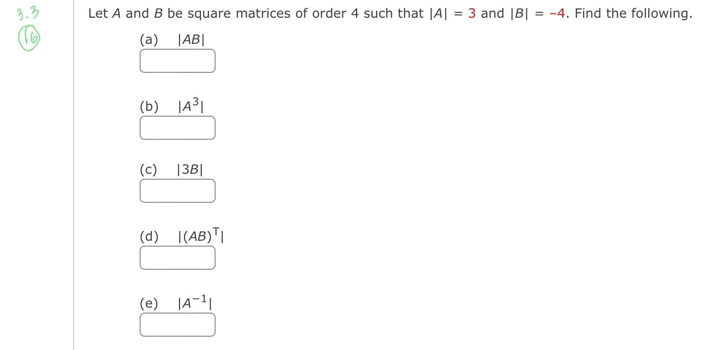 Solved et A and B be square matrices of order 4 such that | Chegg.com
