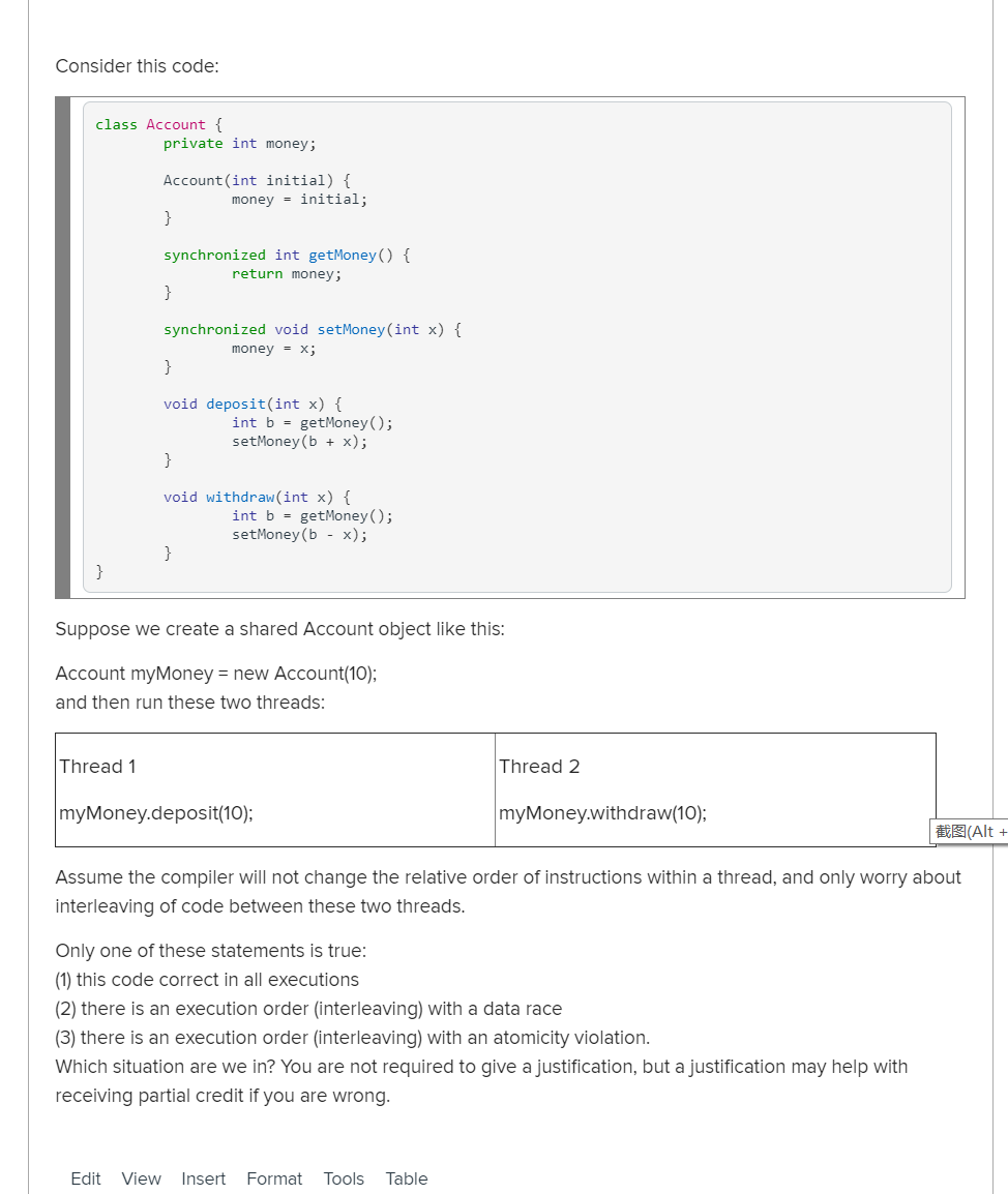 Solved Consider this code: class Account { private int | Chegg.com