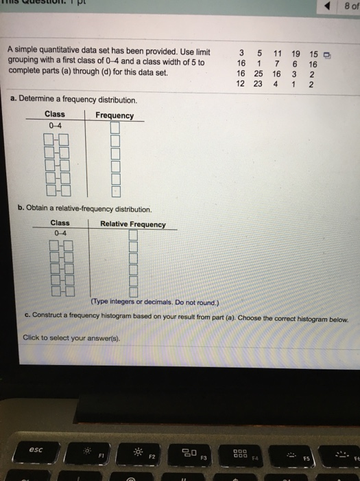 Solved 8 of A simple quantitative data set has been | Chegg.com