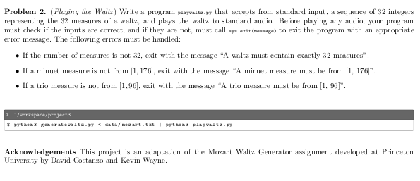 Solved Problem 2. (Playing the Waltz ) Write a program | Chegg.com