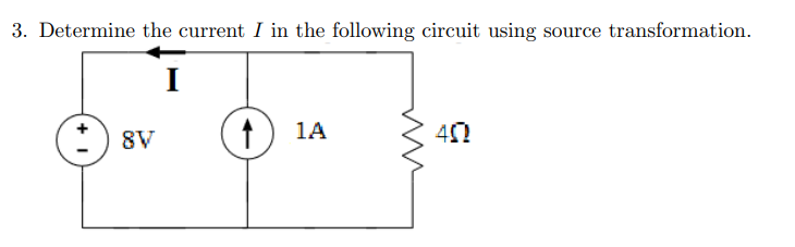 Solved 3. Determine the current I in the following circuit | Chegg.com