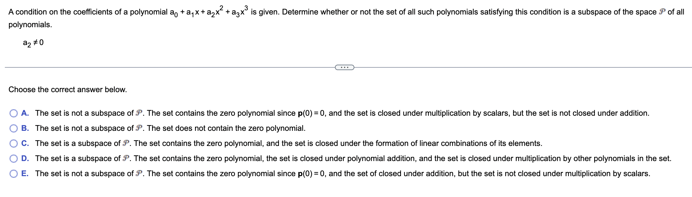 Solved A condition on the coefficients of a polynomial | Chegg.com