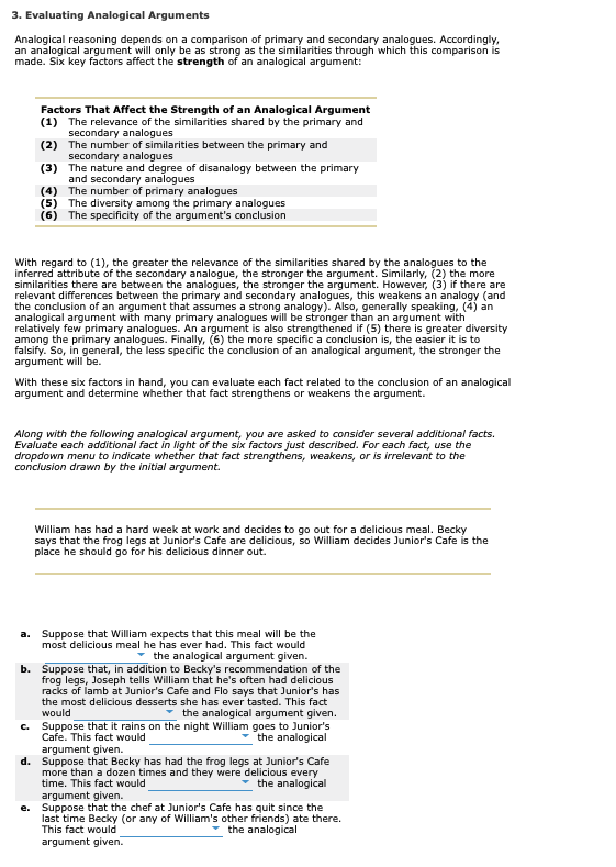 3. Evaluating Analogical Arguments Analogical | Chegg.com