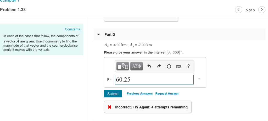 Solved Problem 1.38 Constants Part D In each of the cases | Chegg.com