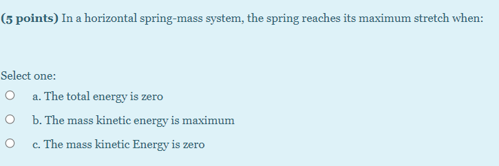 Solved (5 points) In a horizontal spring-mass system, the | Chegg.com