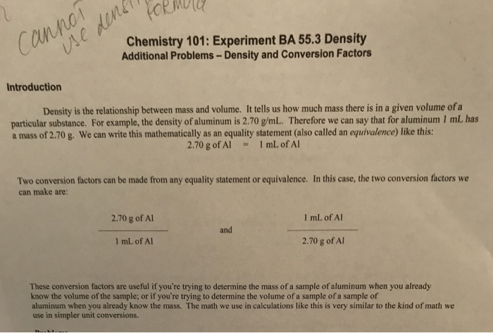 Density Examples Chemistry