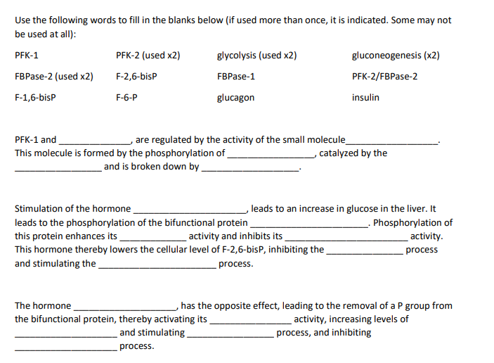 Use the following words to fill in the blanks below | Chegg.com