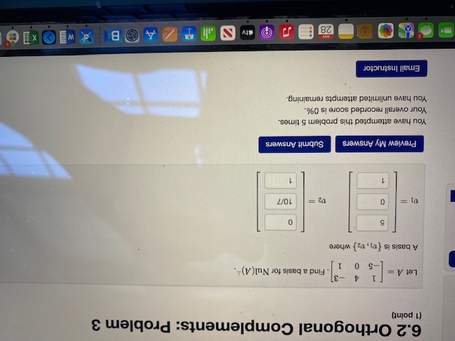 Solved 6.2 Orthogonal Complements: Problem 3 (1 point) Let | Chegg.com