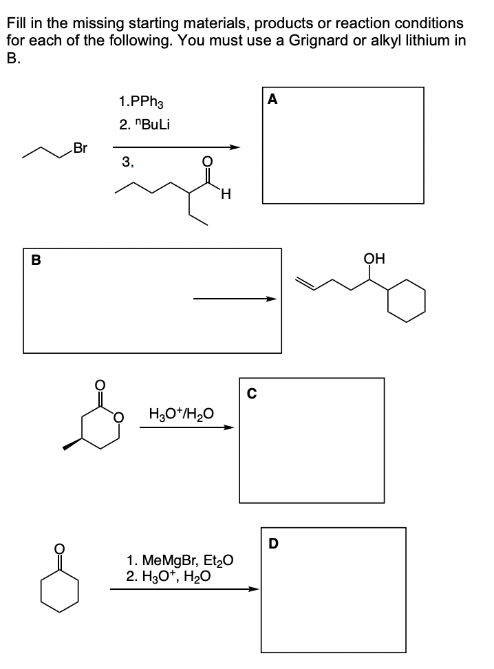 Solved Fill in the missing starting materials, products or | Chegg.com
