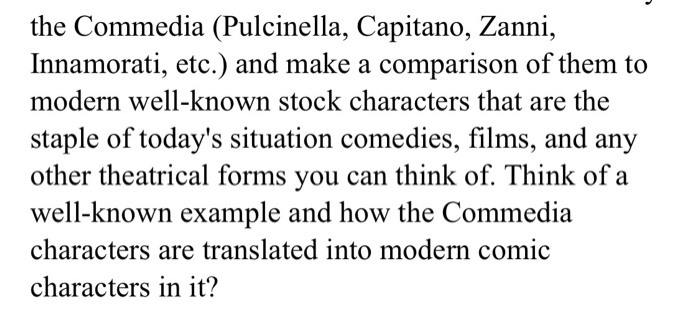 Commedia (Pulcinella, Capitano, Zanni, Innamorati, | Chegg.com