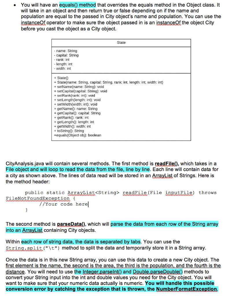 Solved City.java and CityAnalysis.java programs using | Chegg.com