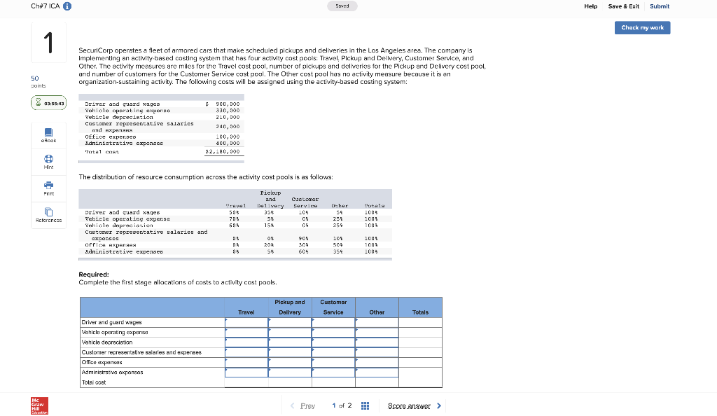 Solved Ch#7 ICA A Swed Help Save & Exit Submit Check my work | Chegg.com