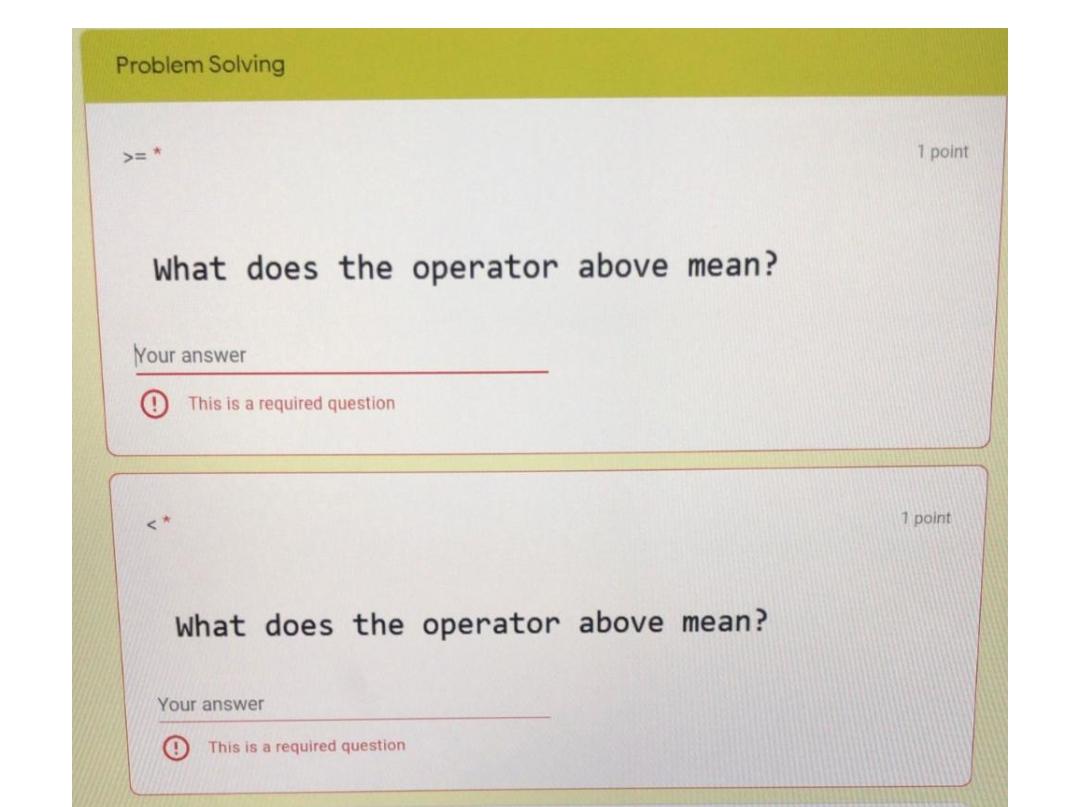 Solved Problem Solving 1 point What does the operator above | Chegg.com