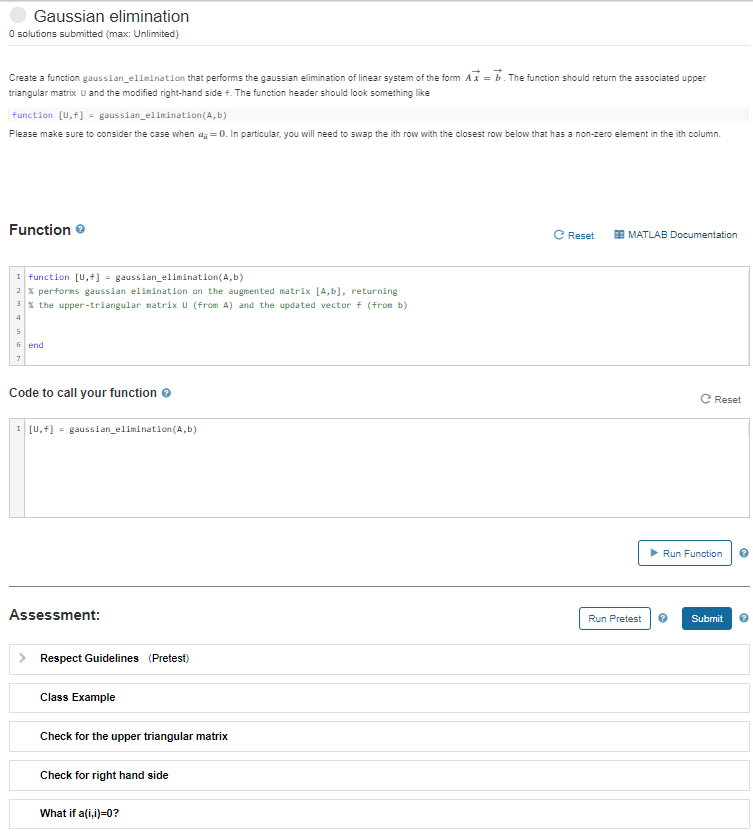 Solved Gaussian elimination O solutions submitted (max: | Chegg.com