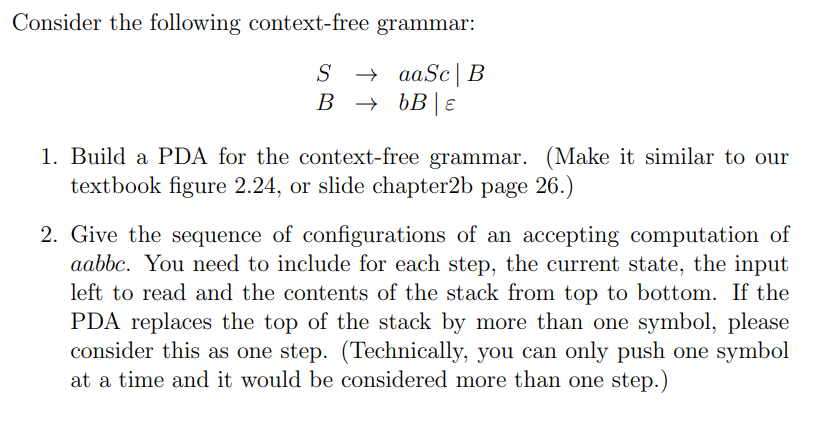 Solved Consider the following context-free grammar: | Chegg.com