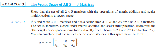 Solved EXAMPLE 3 The Vector Space of All 2 x 3 Matrices Show | Chegg.com