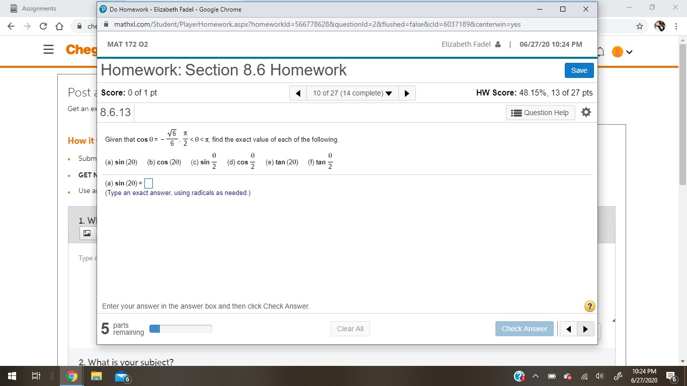 Solved Assignments Do Homework - Elizabeth Fadel - Google | Chegg.com