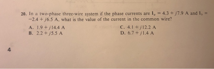 Solved 20. In a two-phase three-wire system if the phase | Chegg.com