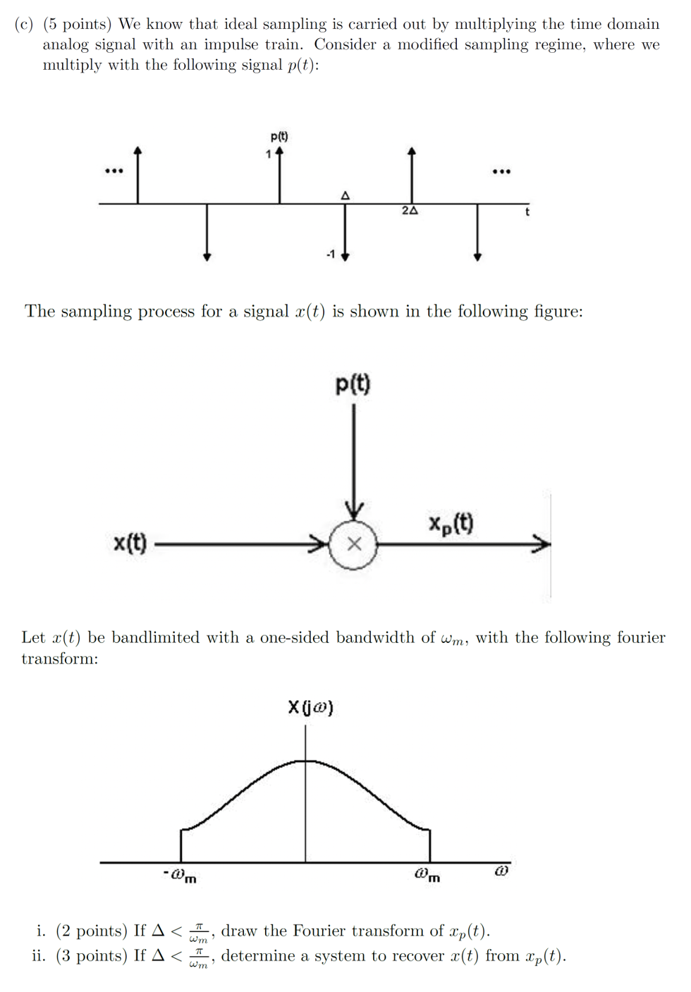 Solved (c) (5 points) We know that ideal sampling is carried | Chegg.com