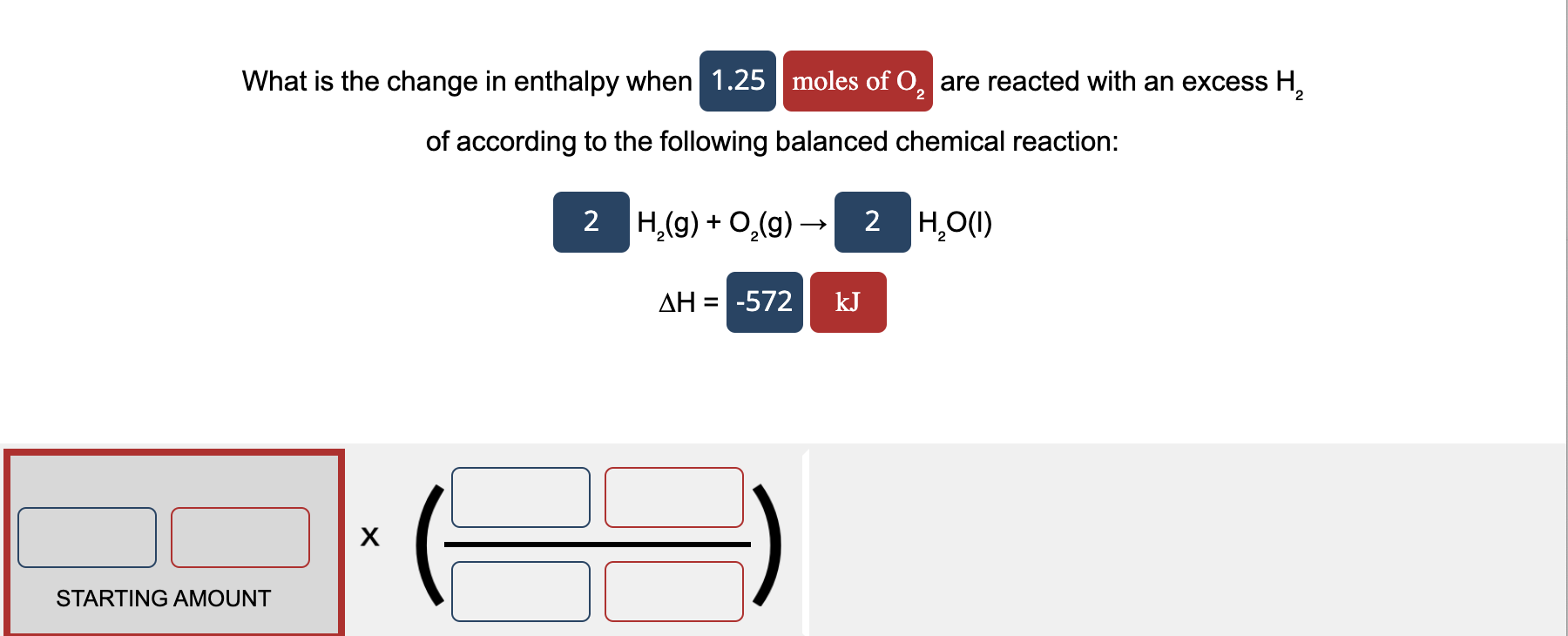 Solved What is the change in enthalpy when 1.25 moles of O2 | Chegg.com