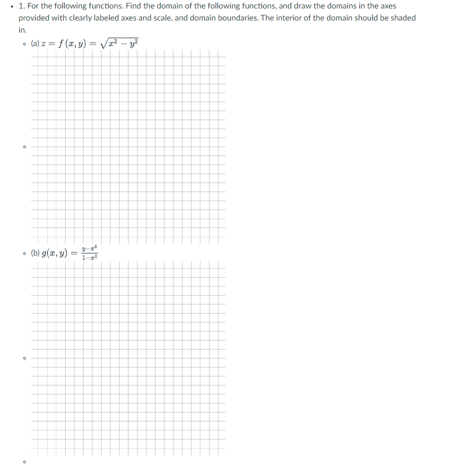 Solved 1 For The Following Functions Find The Domain Of 
