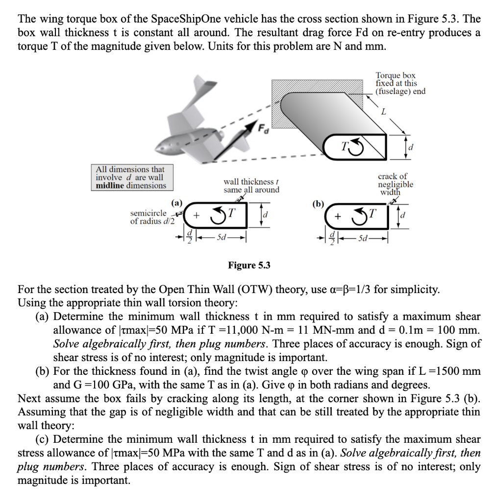 Solved The wing torque box of the SpaceShipOne vehicle has | Chegg.com