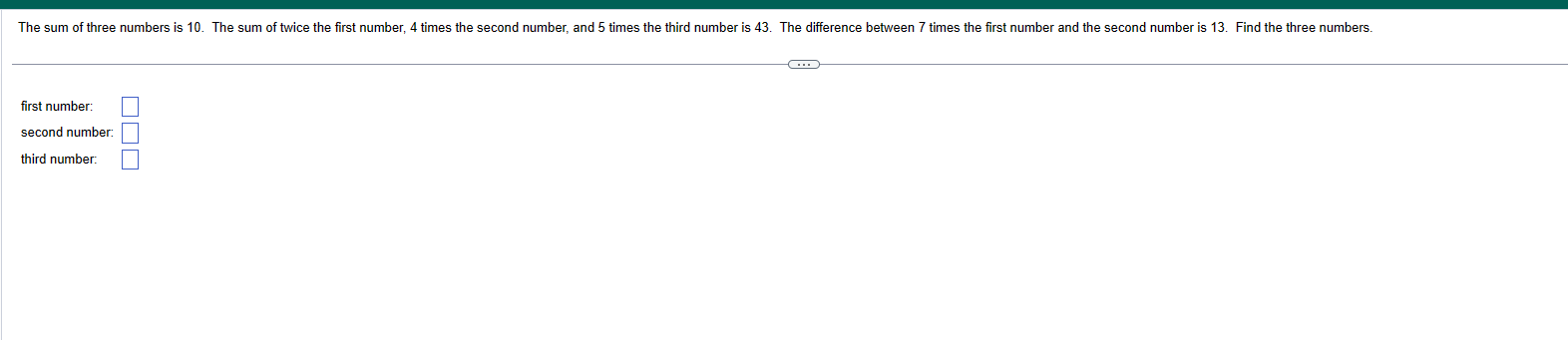 Solved first number: second numbe third number: | Chegg.com