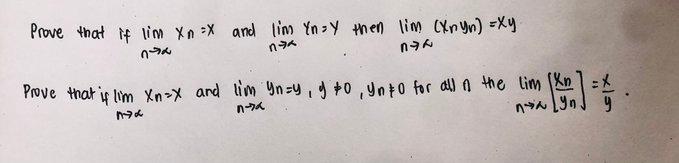 Solved Prove that if lim Xn X and lim Yn-Y then lim (XnYn) | Chegg.com