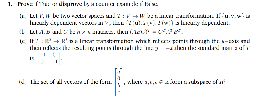 Solved 1. Prove if True or disprove by a counter example if | Chegg.com