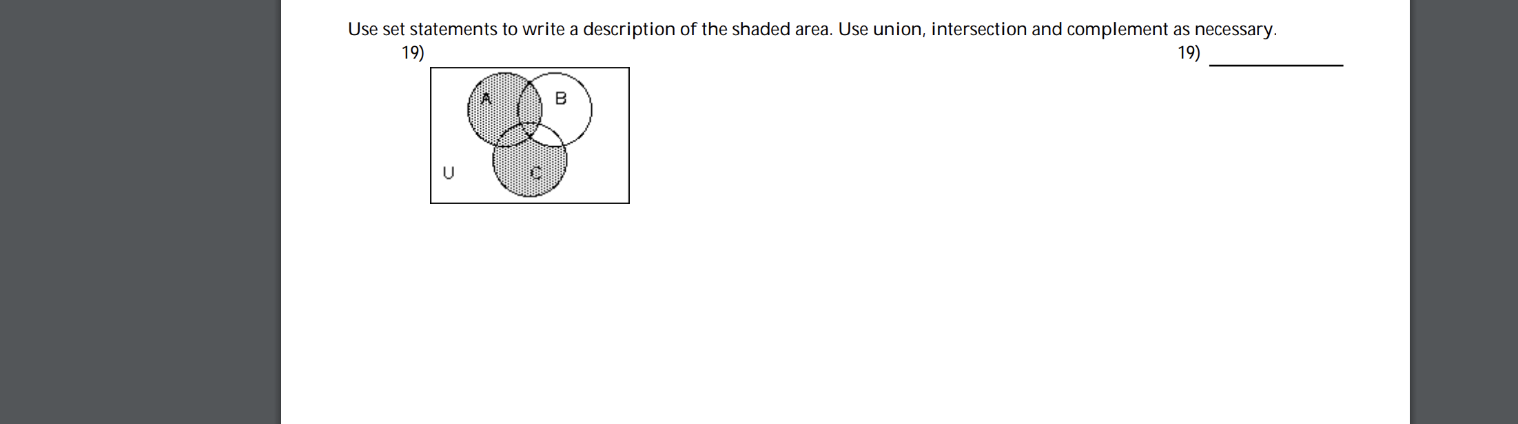 Solved Use set statements to write a description of the | Chegg.com