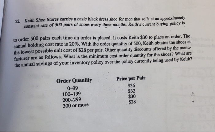 Solved 22. Keith Shoe Stores carries a basic black dress | Chegg.com