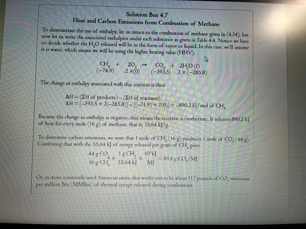 Solved In Solution Box 4.7 (See it in the picture) the HHV | Chegg.com