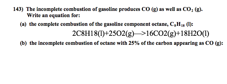 Incomplete Combustion Reaction