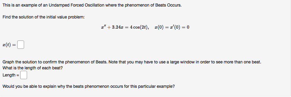 Solved This is an example of an Undamped Forced Oscillation | Chegg.com