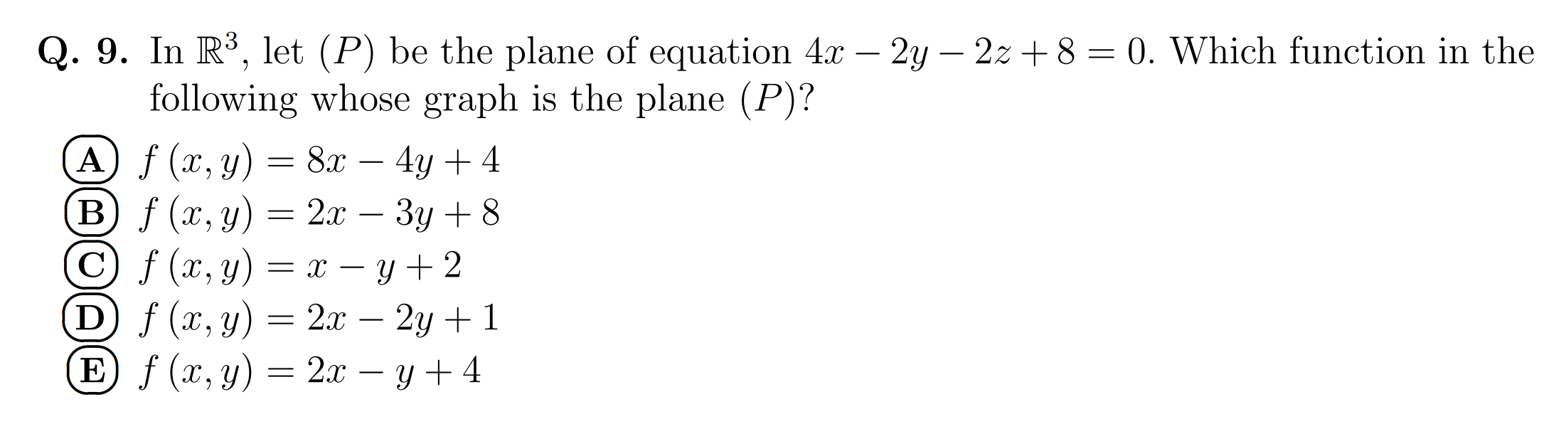 Solved Q. 9. In R3, let (P) be the plane of equation | Chegg.com