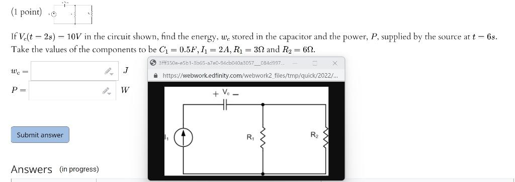 Solved If Vc(t−2s)−10 V in the circuit shown, find the | Chegg.com
