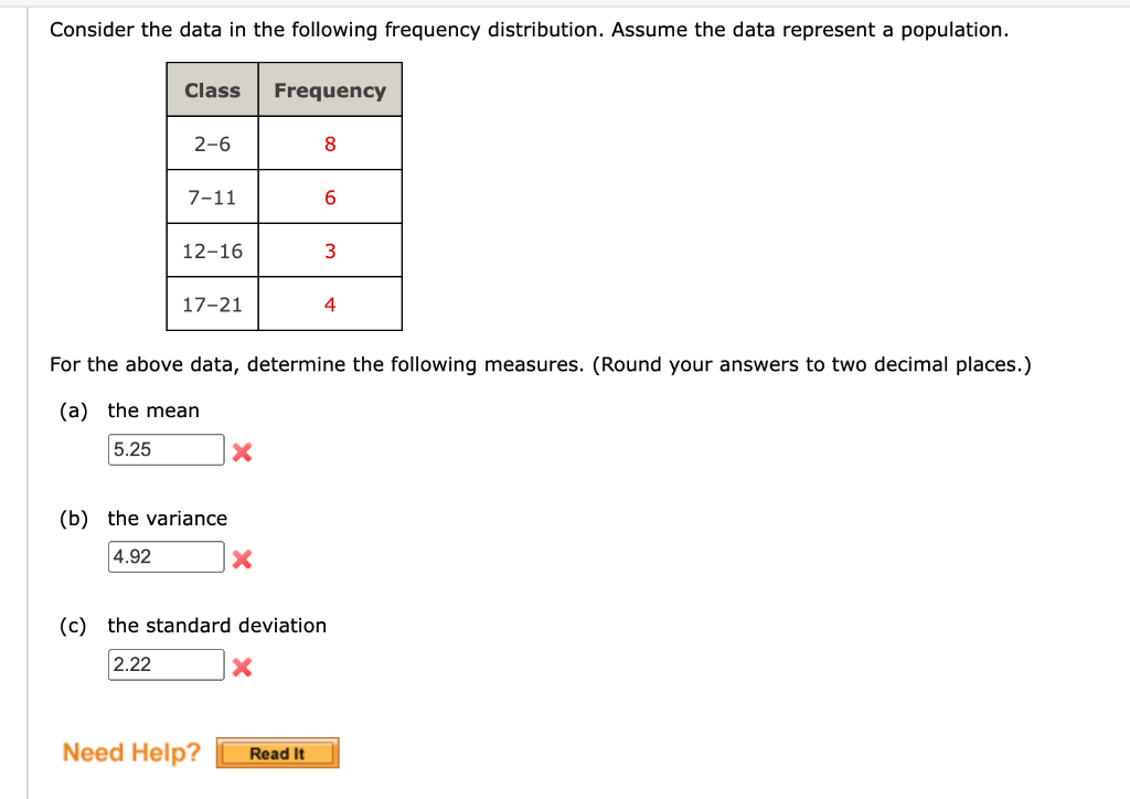Solved Consider the data in the following frequency | Chegg.com