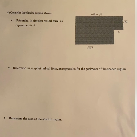 Solved 4) Consider the shaded region shown. - Determine, in | Chegg.com