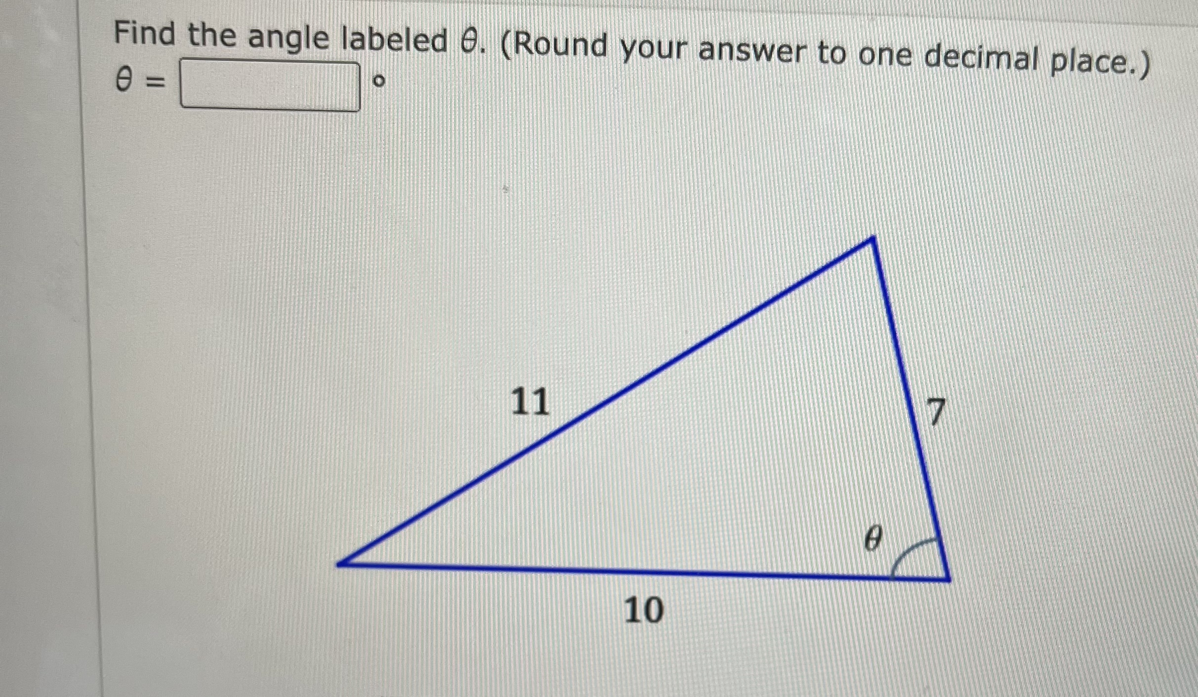 Solved Find the angle labeled θ. (Round your answer to one | Chegg.com